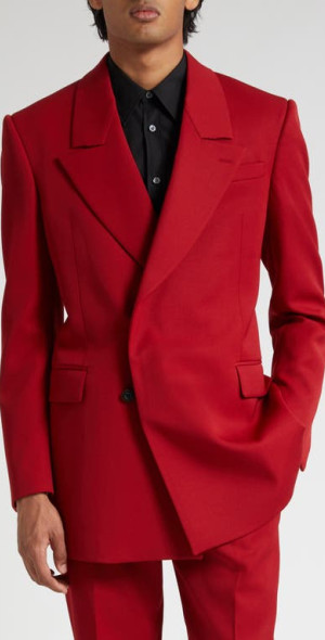 Alexander McQueen - Horizontal Wool Blazer in Garnet
