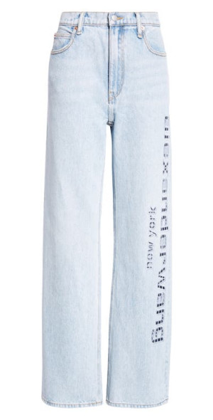 Alexander Wang - EZ Slouch Cutout Logo Jeans in Bleach at Nordstrom