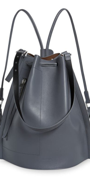 AllSaints - Alpha Leather Backpack in Denim Grey
