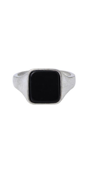 AllSaints - Men's Square Stone Signet Ring in Black at Nordstrom