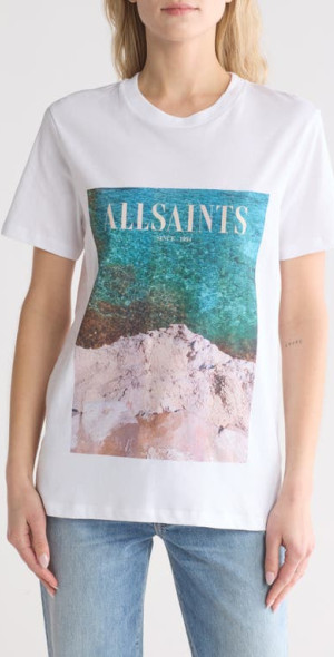 AllSaints - Rioni Boyfriend Graphic T-Shirt in Optic White