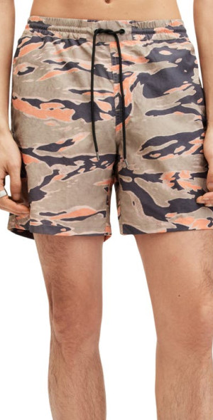 AllSaints - Solar Camo Swim Trunks in Washed Black