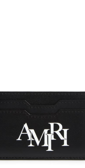 AMIRI - Staggered Logo Leather Card Case in Black at Nordstrom
