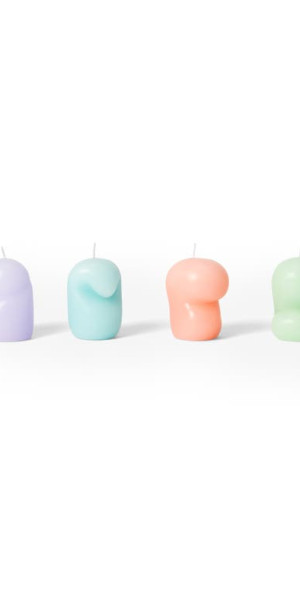 Areaware - Set of 4 Mini Goober Candles in Blue Multi