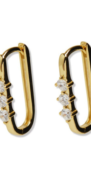 Argento Vivo Sterling Silver - Oblong Hoop Earrings in Gold