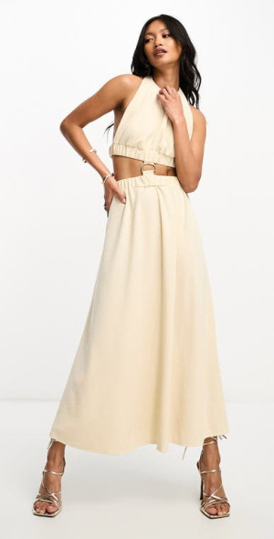 ASOS DESIGN - A-Line Halter Dress in Cream