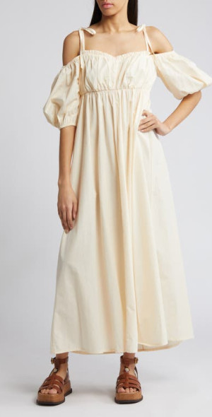 ASOS DESIGN - Cold Shoulder Maxi Dress in Cream at Nordstrom