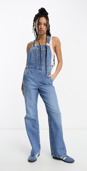 ASOS DESIGN - Denim Overalls in Medium Blue at Nordstrom