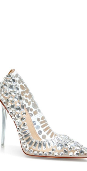 AZALEA WANG - Bonnie Crystal Studded Translucent Pump in Silver at ...
