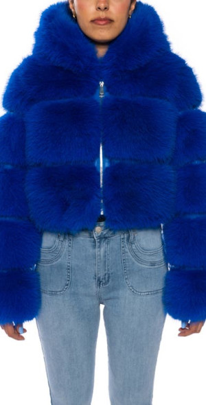 AZALEA WANG - Faux Fur Puffer Jacket in Blue at Nordstrom