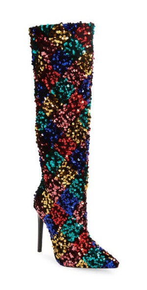 AZALEA WANG - Jimena Sequin Stiletto Boot in Multi Metallic at Nordstrom