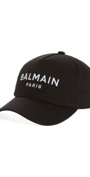 Balmain - Logo Embroidered Cotton Baseball Cap in Black/White at Nordstrom
