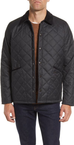 Barbour - Heron Check Quilted Jacket in Charcoal at Nordstrom