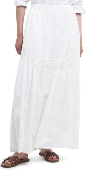 Barbour - Kelley Ruffle Hem Maxi Skirt in White at Nordstrom