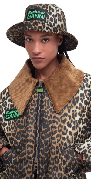 BARBOUR X GANNI - Waxed Cotton Bucket Hat in Leopard Print at Nordstrom