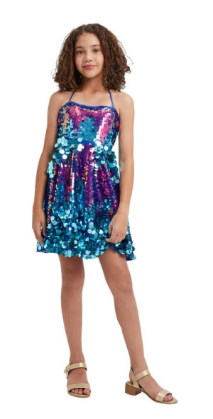 Bardot Junior - Kids' Sequin Halter Dress in Cerulean
