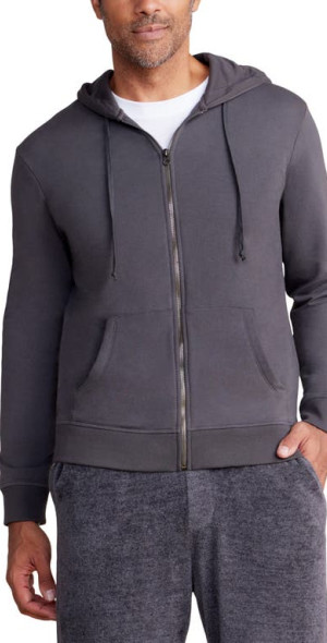 barefoot dreams - Pima Cotton Fleece Zip Hoodie in Carbon at Nordstrom
