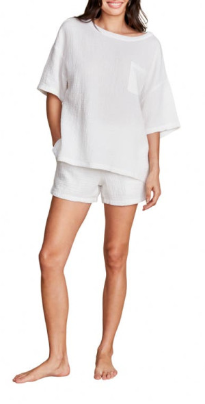 barefoot dreams - Sun Soaked Cotton Gauze Short Pajamas in Sea Salt at ...
