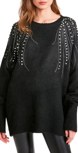 BB Dakota by Steve Madden - Drip Too Hard Embellished Oversize Sweater ...