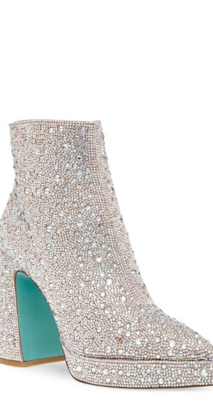 Betsey Johnson - Della Embellished Pointed Toe Platform Bootie in ...