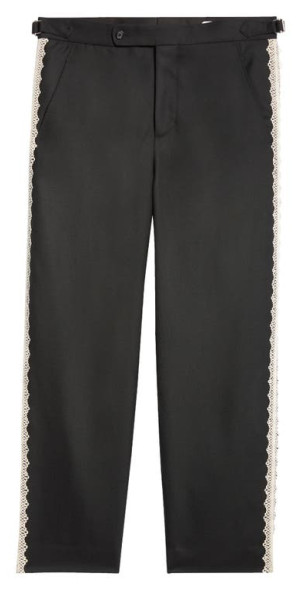 Bode - Lacework Side Buckle Wool Trousers in Black