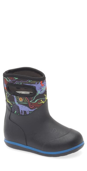 Bogs - Kids' Classic Solid Waterproof Rain Boot in Black Neon Dino ...