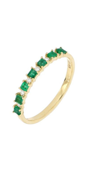 Bony Levy - El Mar Emerald & Diamond Stacking Ring in 18Ky