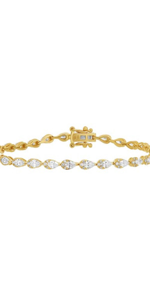 Bony Levy - Pear Cut Diamond Tennis Bracelet in Yellow Gold/Diamond