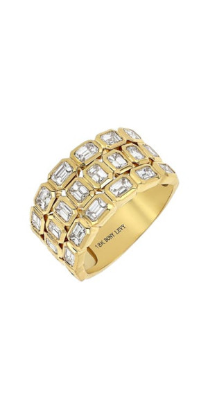 Bony Levy - Varda Diamond Baguette Triple Row Statement Ring in 18K ...