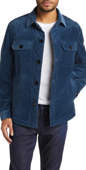 BOSS - Carper Stretch Cotton Corduroy Shirt Jacket in Bright Blue