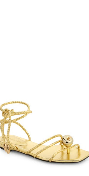 Bottega Veneta - Adam Ankle Wrap Flat Sandal in Gold at Nordstrom