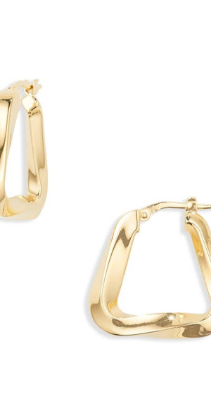 Bottega Veneta - Twisted Triangle Hoop Earrings in Yellow Gold at Nordstrom