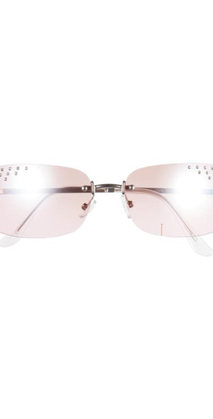 BP. - Crystal Embellished 62mm Rimless Mirrored Rectangular Sunglasses ...