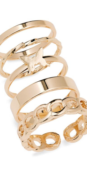 BP. - Set of 5 Rings in Gold at Nordstrom