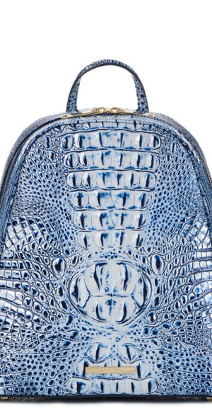 Brahmin - Nola Croc Embossed Leather Backpack in Coastal Blue at Nordstrom
