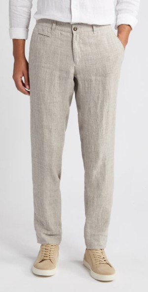 Brax - Fabio Deluxe Modern Fit Flat Front Linen Pants in Travel