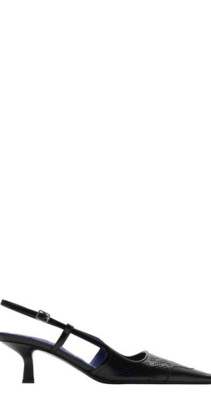 burberry - Chisel Square Toe Kitten Heel Slingback Sandal in Black