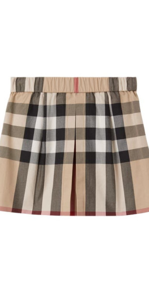burberry - Kids' Anjelica Check Pleated Cotton Skirt in Archive Beige Ip Chk at Nordstrom