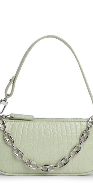 By Far - Mini Rachel Leather Shoulder Bag in Sage Green
