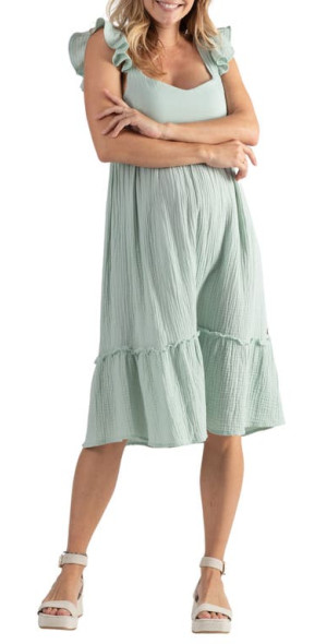 Cache Coeur - Melody Organic Cotton Gauze Maternity/Nursing Midi Dress ...