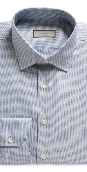 Canali - Microprint Dress Shirt in Light Blue