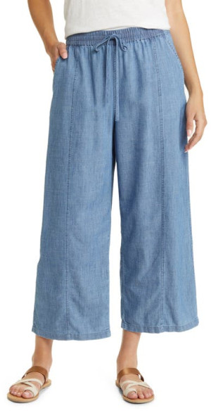 caslonr - caslon(r) Crop Wide Leg Chambray Pants in Medium Wash at ...