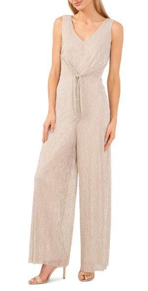 CeCe - Metallic Sleeveless Jumpsuit in Champagne