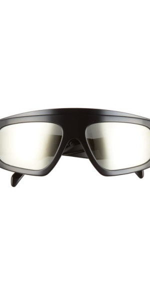 CELINE - 58mm Mirrored Rectangular Sunglasses in Shiny Black /Smoke ...