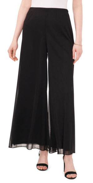 Chaus - Wide Leg Mesh Palazzo Pants in Black