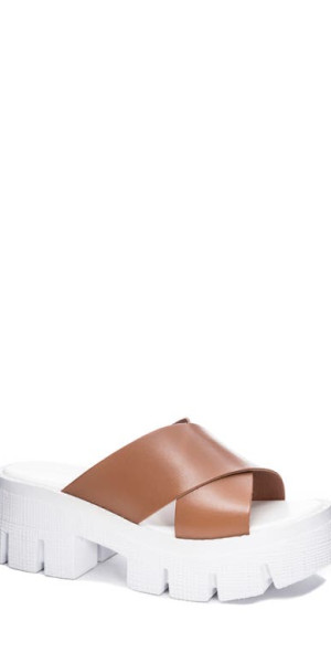 Chinese Laundry - Lock Down Platform Slide Sandal in Natural Leather