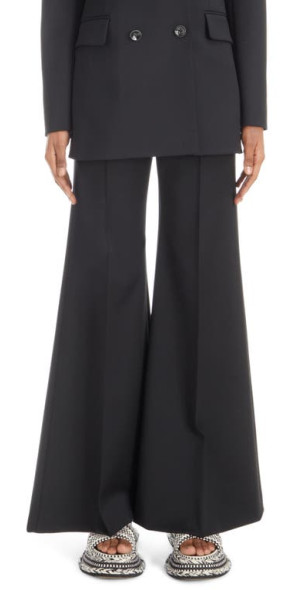 Chloé - Wide Leg Stretch Wool Pants in Black at Nordstrom