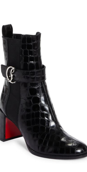 Christian Louboutin - Croc Embossed Chelsea Boot in Black at Nordstrom