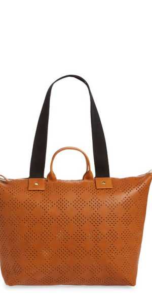 Clare V. - Le Zip Sac Perforated Leather Tote in Cuoio Lightweight ...
