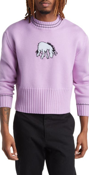 CONNOR MCKNIGHT - x Disney Eeyore Intarsia Merino Wool Sweater in Lavender